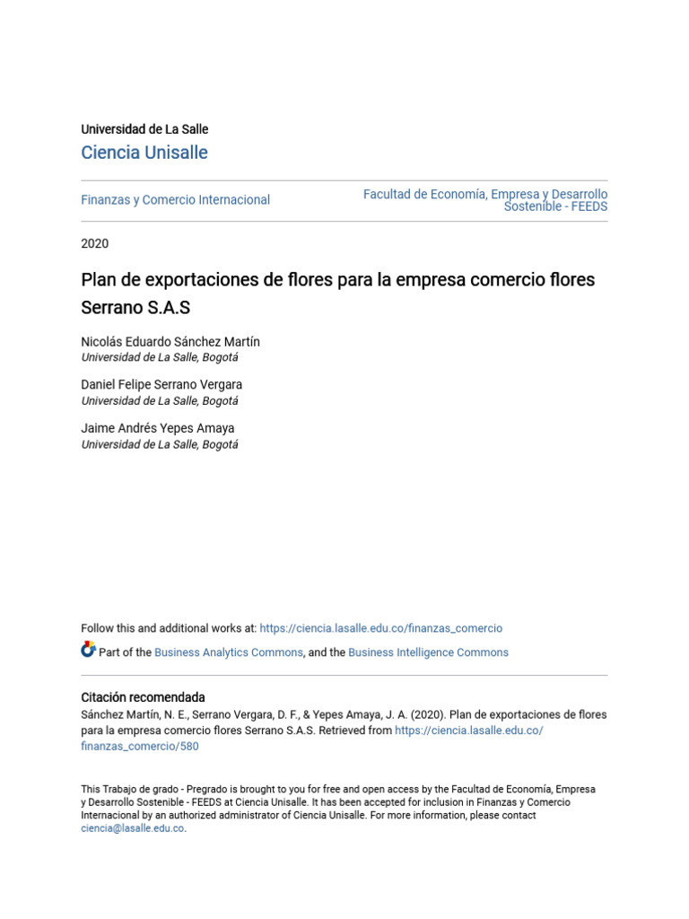 Plan de Exportaciones de Flores para La Empresa Comercio Flores - OK ...