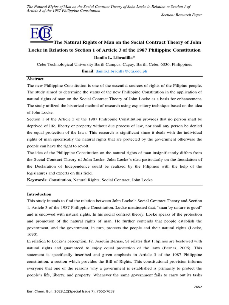Locke's Natural Rights and Philippine Constitution | PDF | John Locke ...