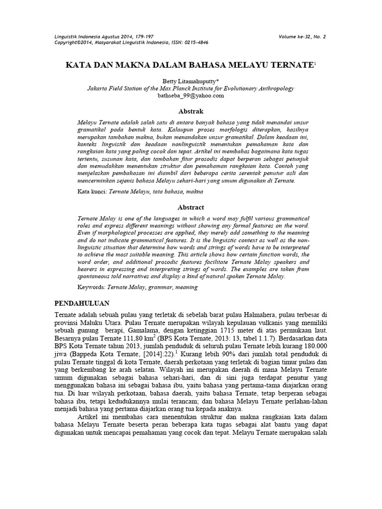 Kata Dan Makna Dalam Bahasa Melayu Ternate | PDF | Seni & Disiplin Bahasa