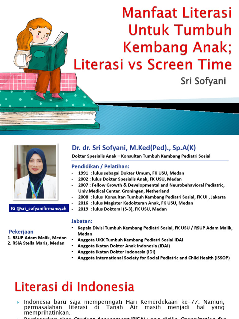 Materi Manfaat LITERASI Untuk Tumbang DR - Dr.sri Sofyani, Sp.A (K) | PDF