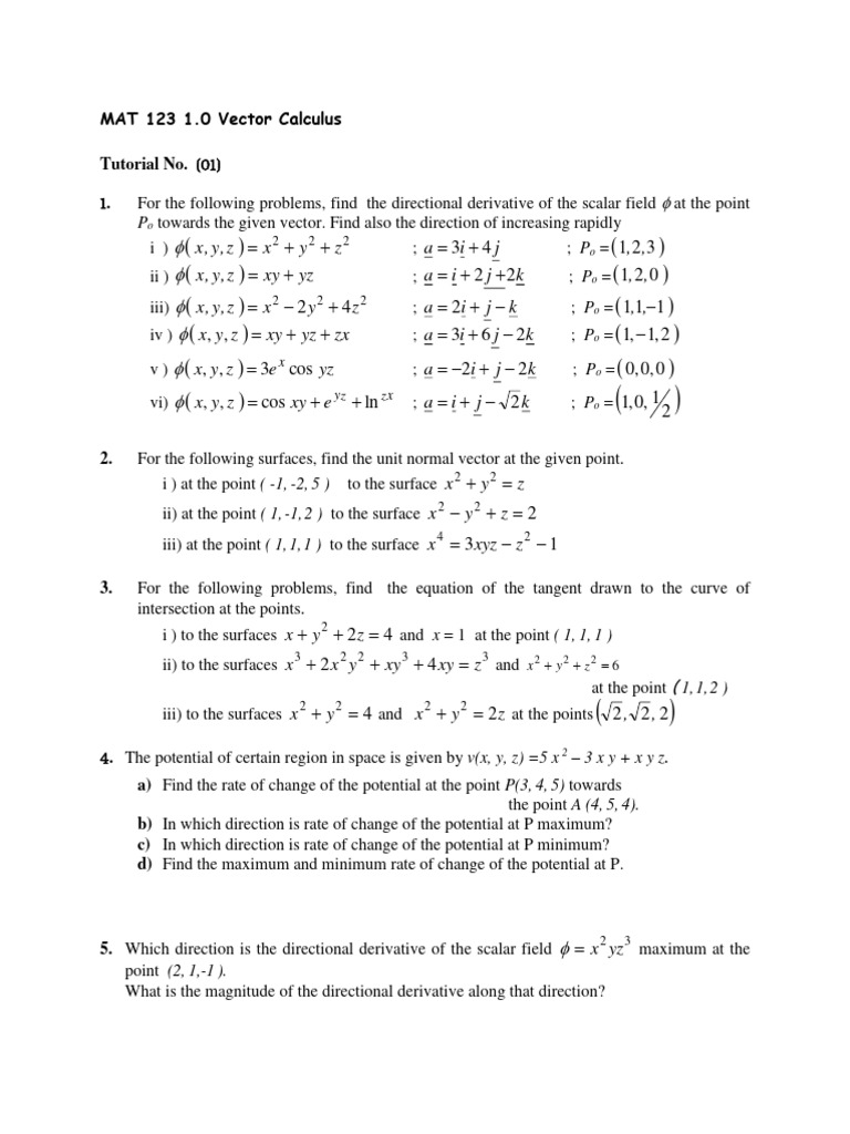 MAT123 10 Tute 1 - 220204 - 112230 | PDF | Derivative | Multivariable Calculus