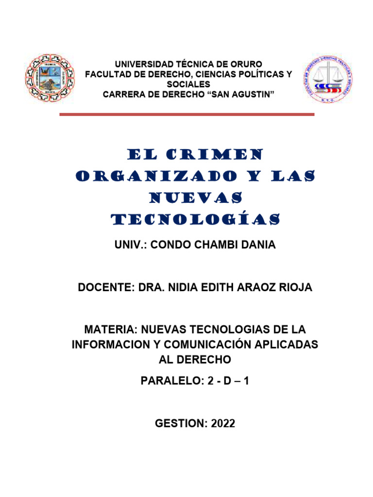 El Crimen Organizado Y Las Nuevas Tecnologías Pdf Cibercrimen La