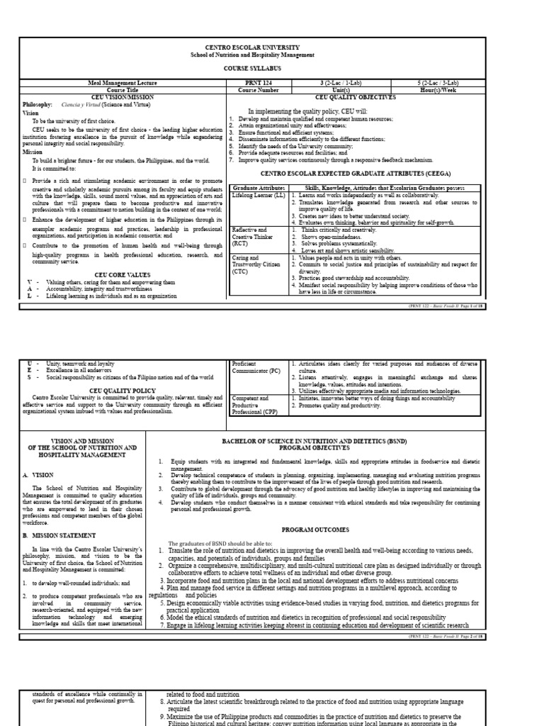 ND 211-Meal Management | PDF | Menu | Dietitian