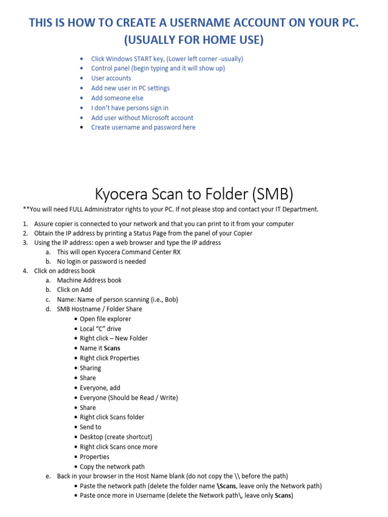 Scan To SMB On Kyocera Script | PDF | User (Computing) | Information Technology