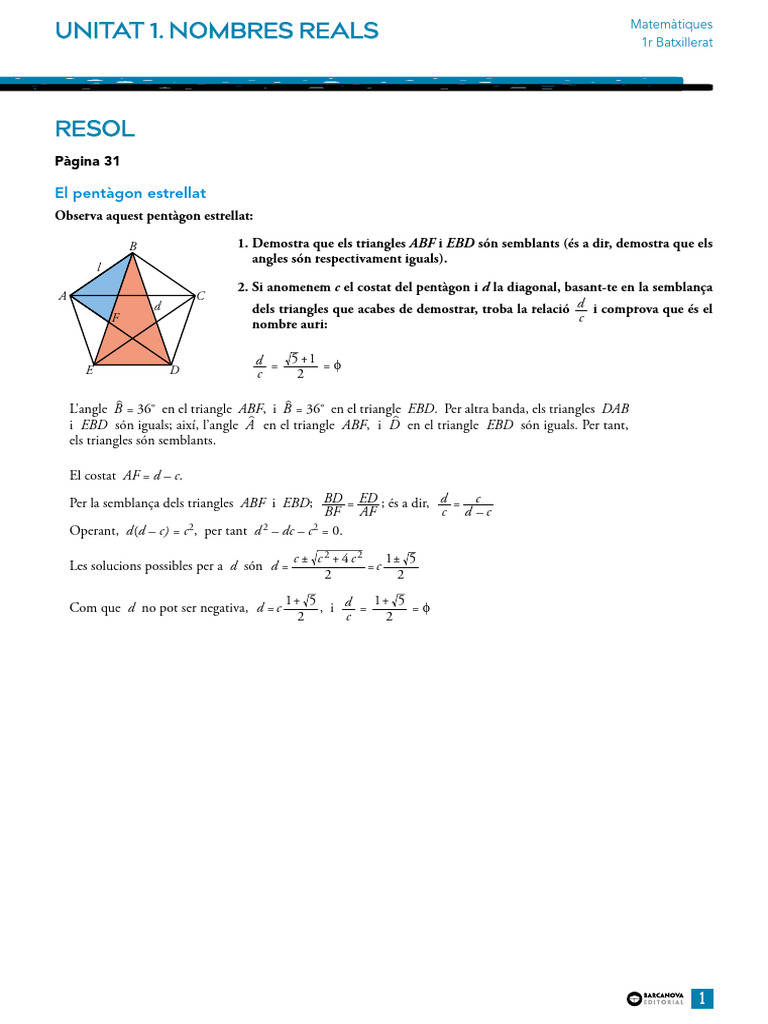 Sol Unitat 1 - Nomres Reals | PDF