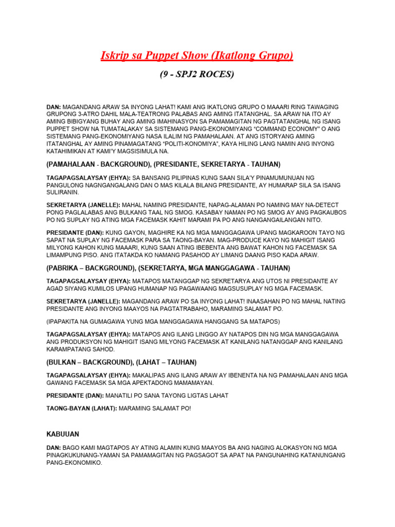 Iskrip Sa Puppet Show | PDF