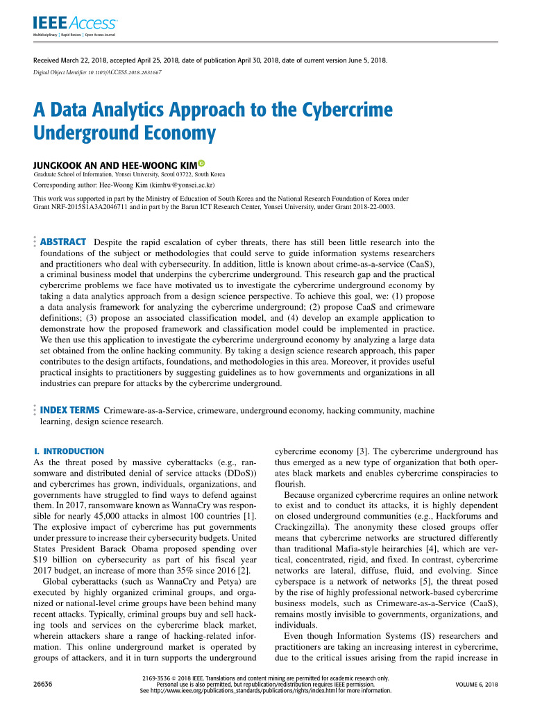 A Data Analytics Approach To The Cybercrime Underground Economy | PDF | Malware | Cybercrime