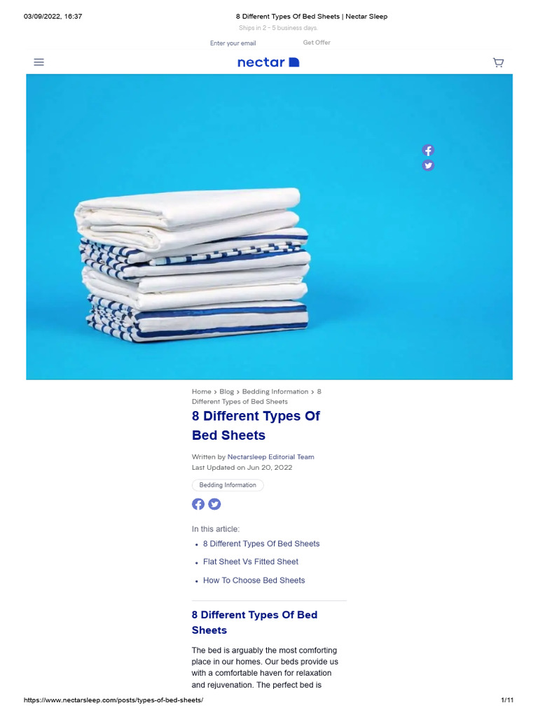 8 Different Types of Bed Sheets - Nectar Sleep | PDF | Yarn | Textiles