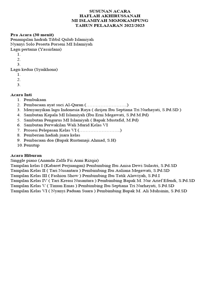 SUSUNAN ACARA-1 | PDF