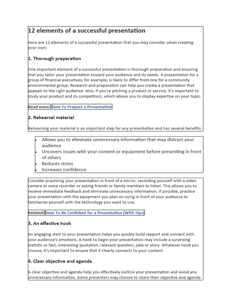 12 Elements of A Successful Presentation | PDF | Information | Human ...