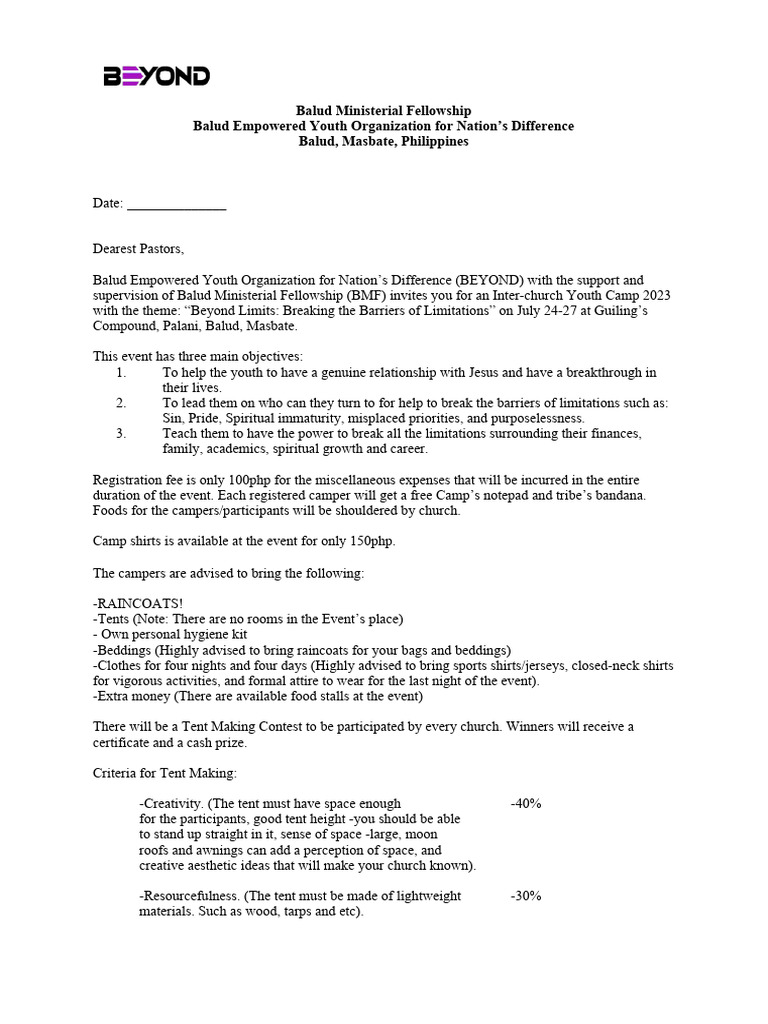 Camp-Invitation-Letter 2023 | PDF