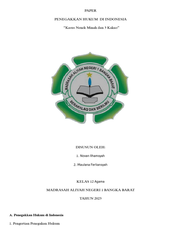 Kasus Nenek Minah dan Penegakan Hukum | PDF