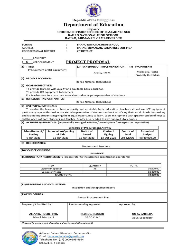Project Proposal Jhs Ict | PDF
