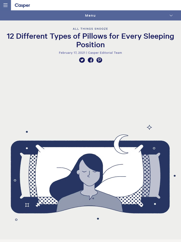 Types of Pillows for Better Sleep | PDF | Pillow | Mattress