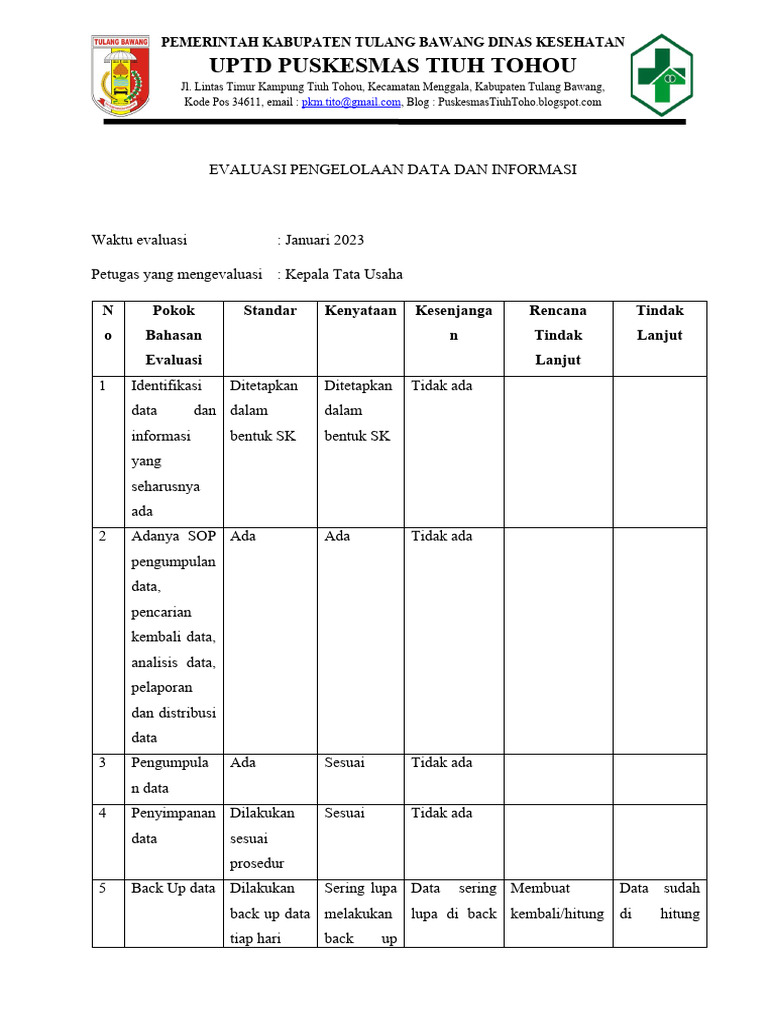 Evaluasi Penyelenggaraan Sistem Informasi | PDF