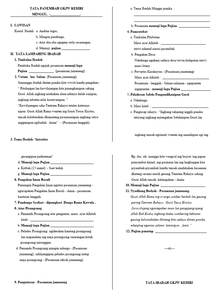 Contoh Tata Ibd. 22 BJ, BI. | PDF