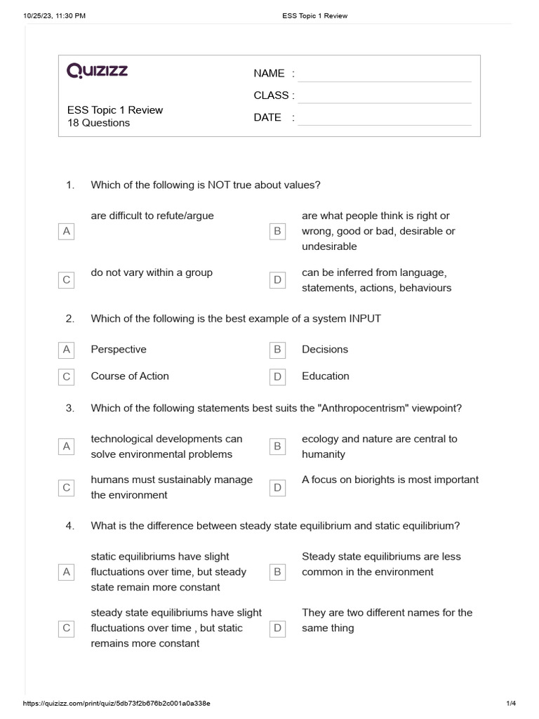 ESS Topic 1 Review | PDF | Pollution | Steady State ESS Topic 1 Review | PDF | Pollution | Steady State