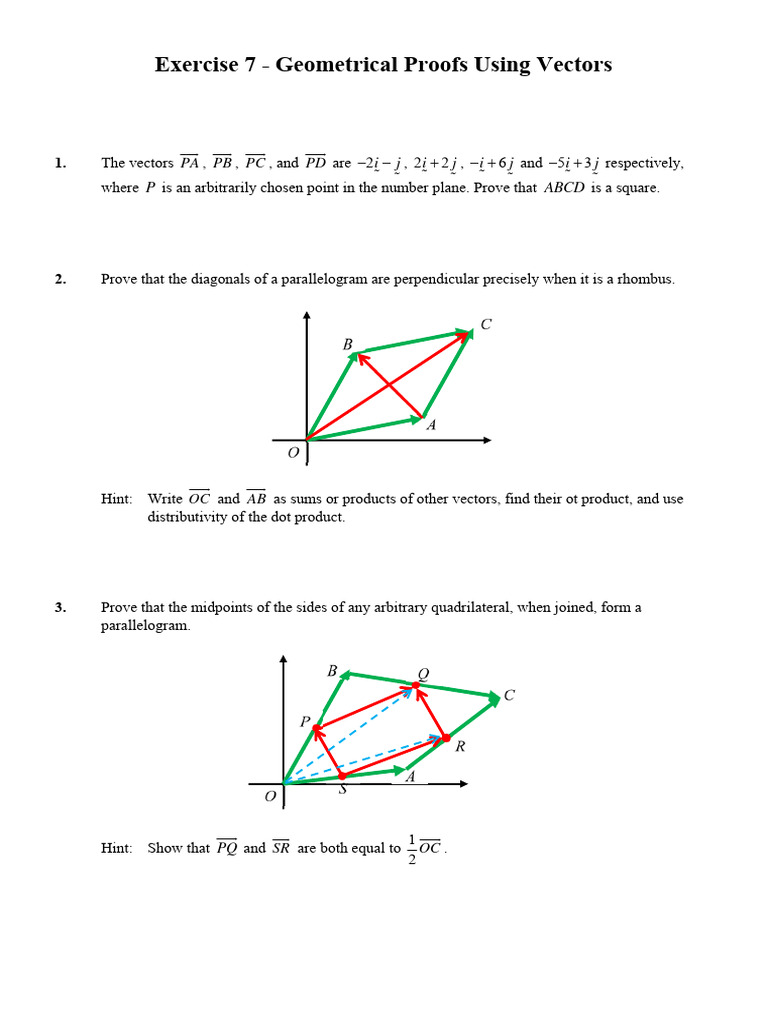Vectors - Exercise 7 - Geometrical Proofs Using Vectors | PDF | Elementary Geometry | Euclid
