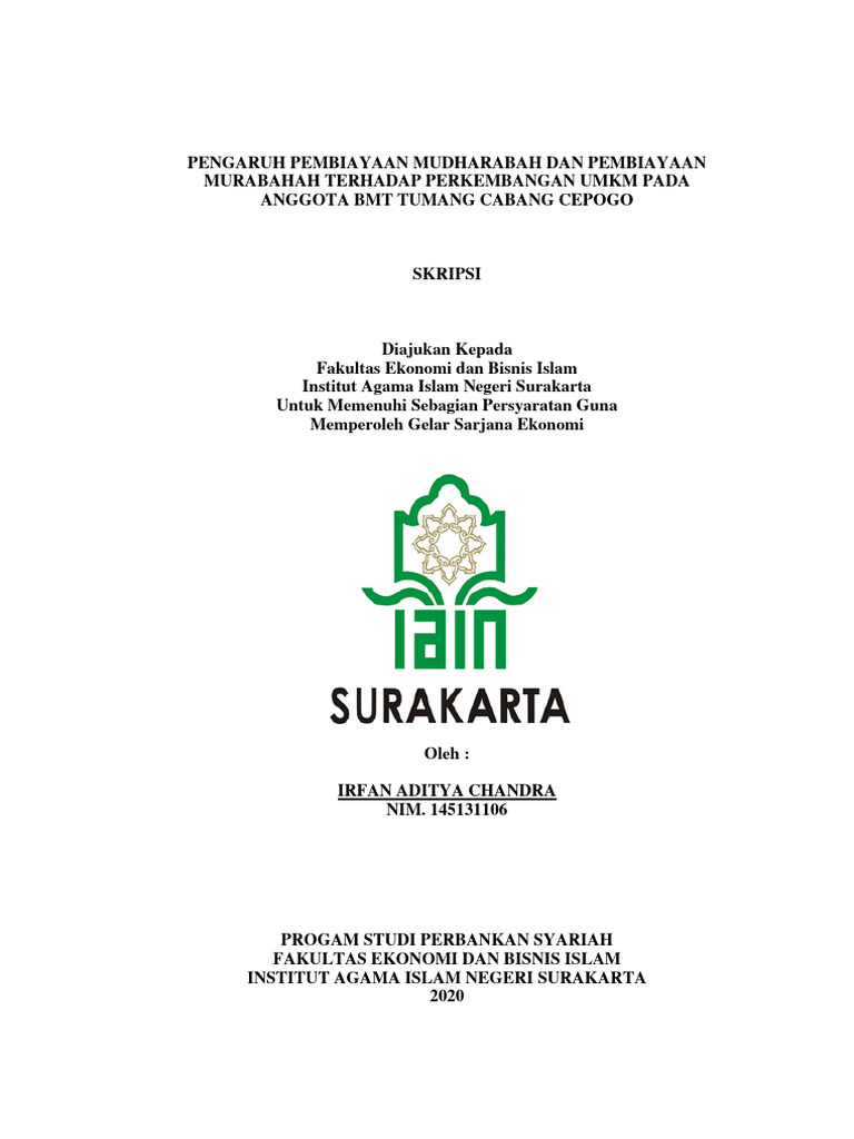 Skripsi 145131106 Irfan Aditya Chandra - Dikonversi | PDF | Bisnis | Pengelolaan Keuangan & Uang