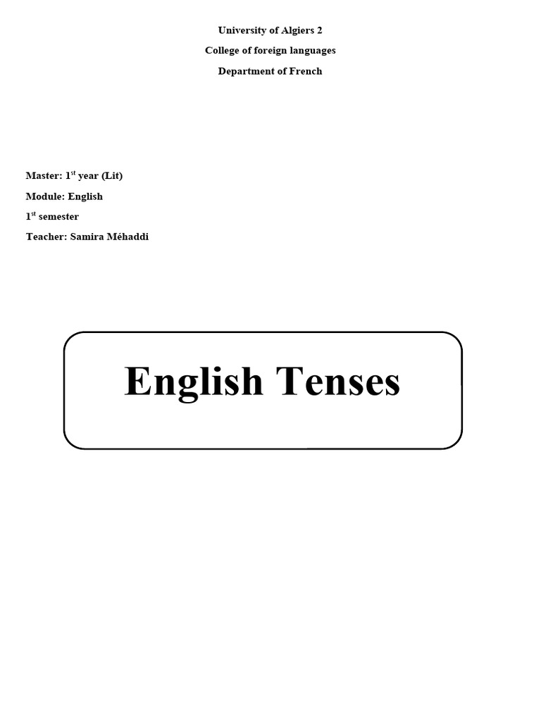 English Tenses | PDF | Verb | Language Mechanics