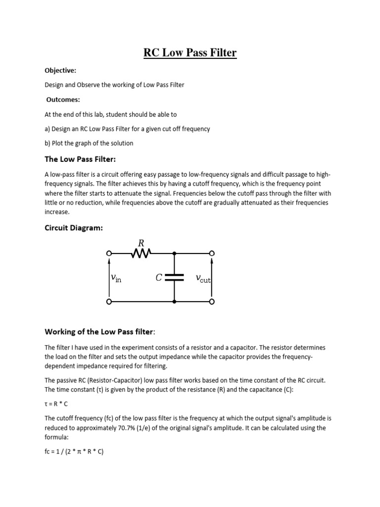 Low Pass Filter | PDF | Electronic Filter | Low Pass Filter