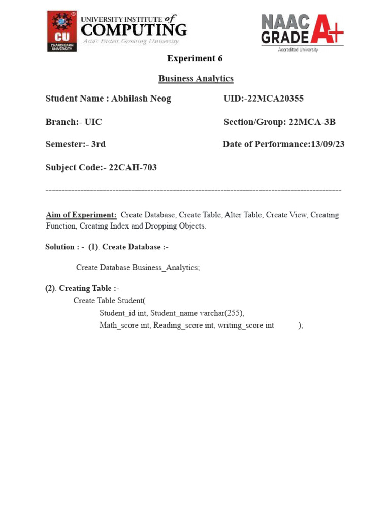 Business Analytics Database Operations Pdf Computers