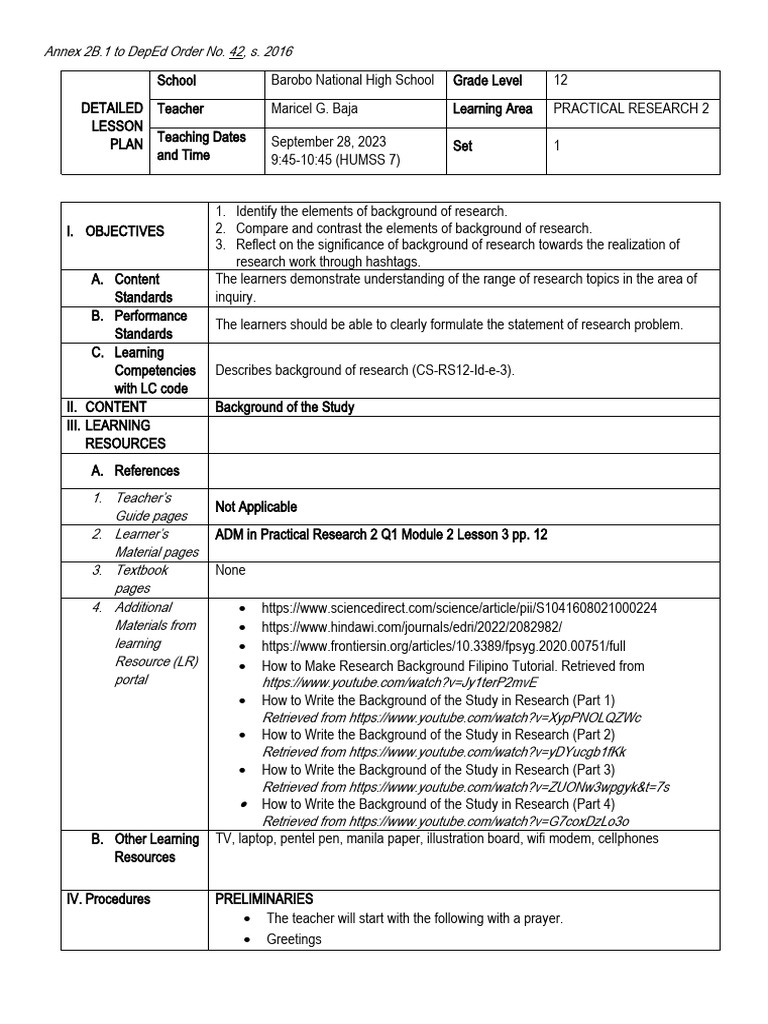 CO 1 Detailed Lesson Plan For Demo LATEST | PDF | Reading Comprehension ...