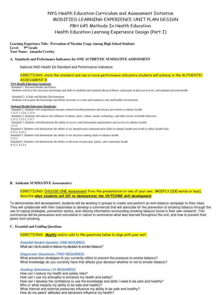 Learning Experience 3-wk Unit Plan Revision | PDF | Behavior ...