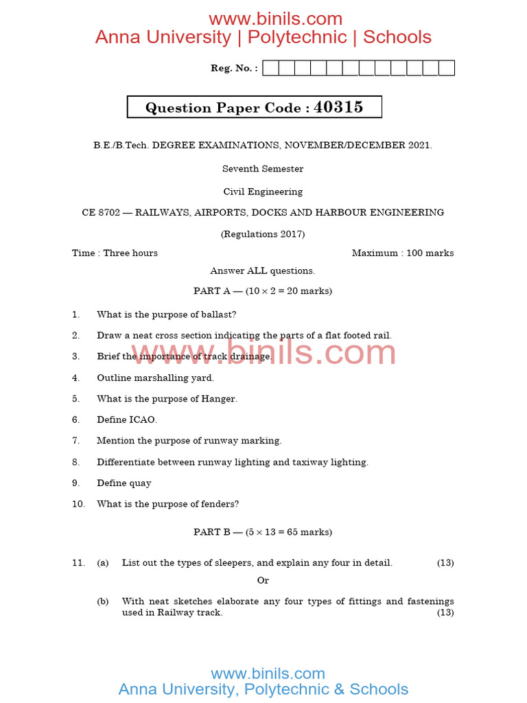 CE8702 Railways Airports Ducks and Harbour Engineering | PDF | Airport ...