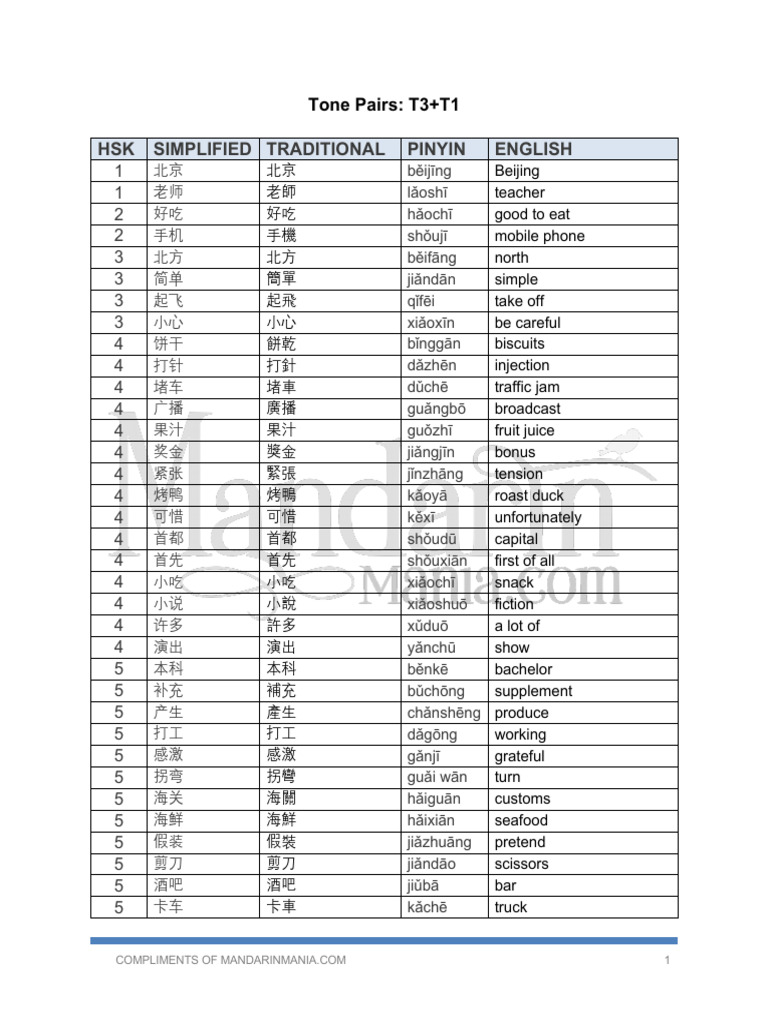 3rd Tone Pairs PDFs | PDF