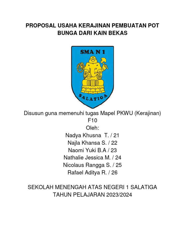 Proposal Usaha Kerajinan Pembuatan Pot Bunga Dari Kain Bekas | PDF