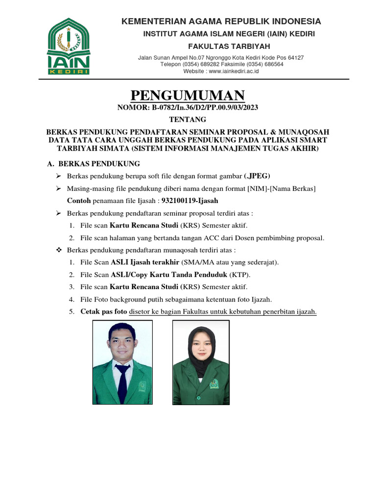 Berkas Pendaftaran Sempro-Munaqosah | PDF