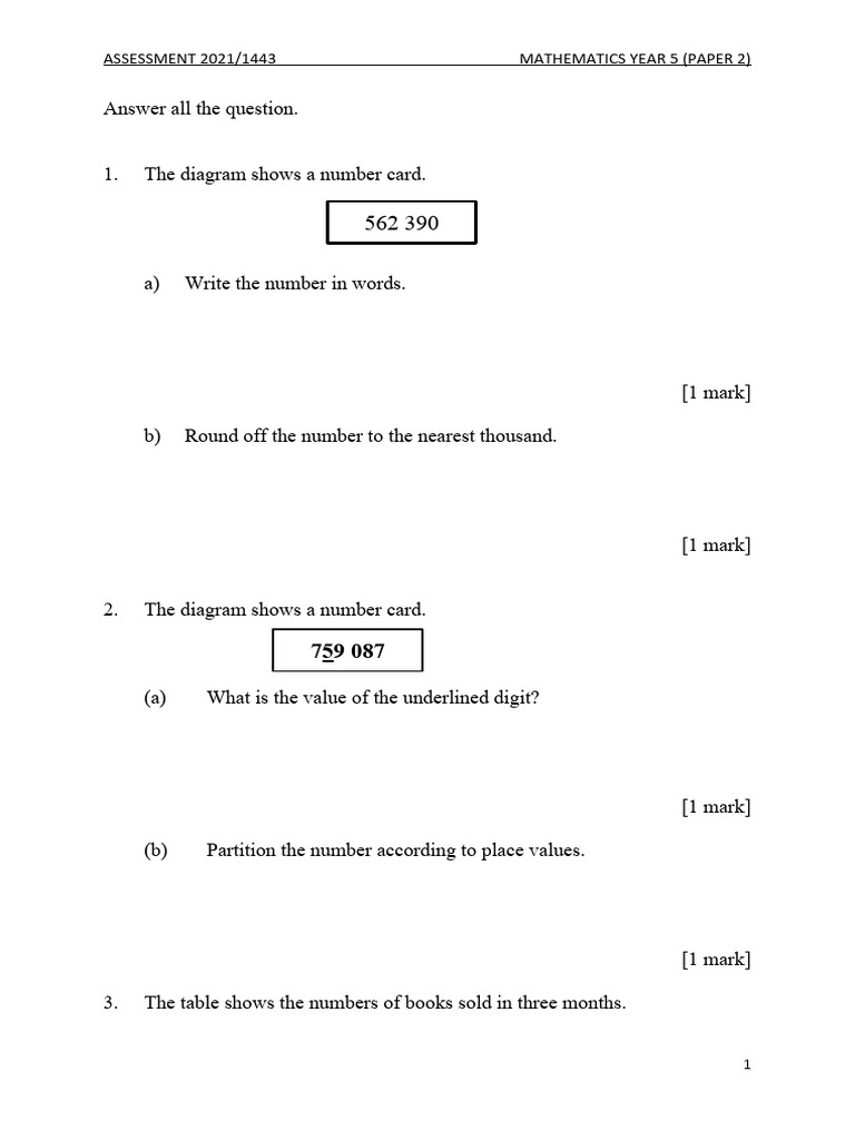Mathematics Year 5 (Paper 2) | PDF | Percentage | Elementary Mathematics