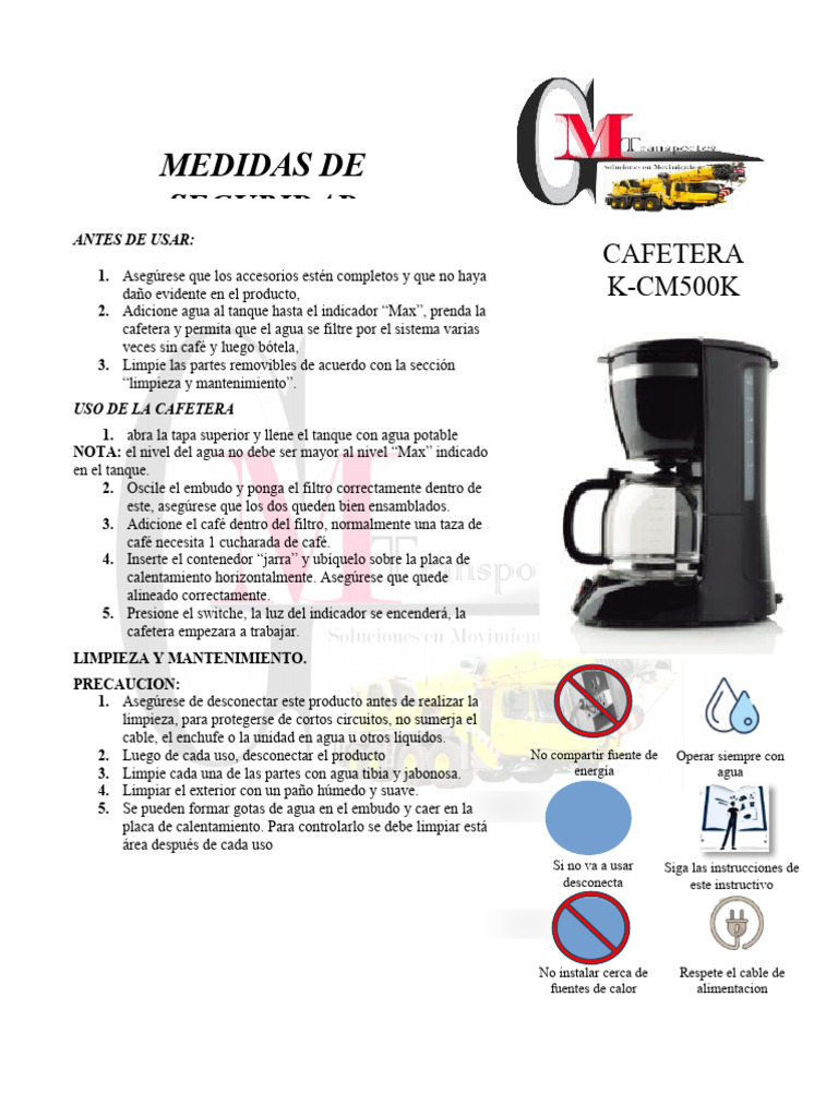 Instructivo Cafetera | PDF