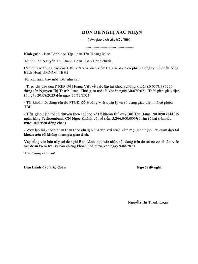 Chung Khoan TBH | PDF