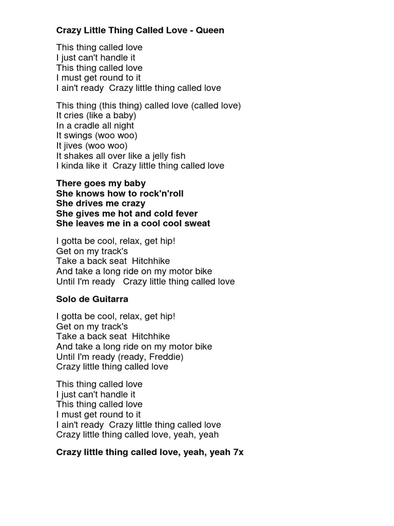 Crazy Little Thing Called Love LETRA | PDF