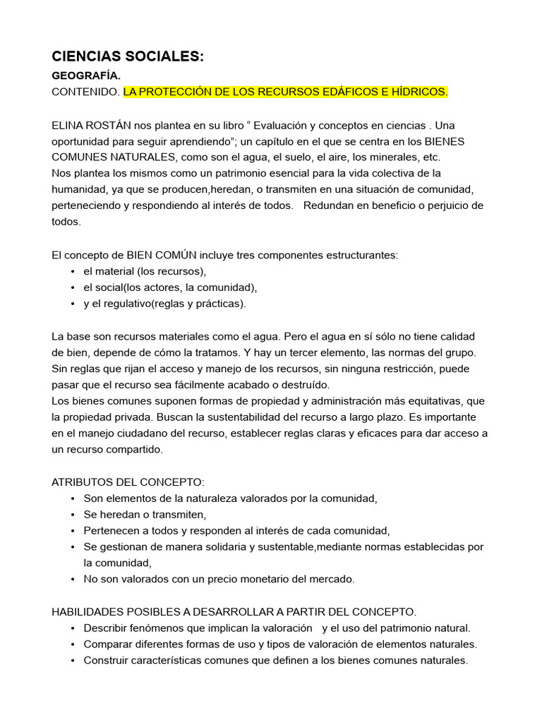 La Protección de Los Recursos Edáficos e Hídricos. | PDF | Bienes | Agua