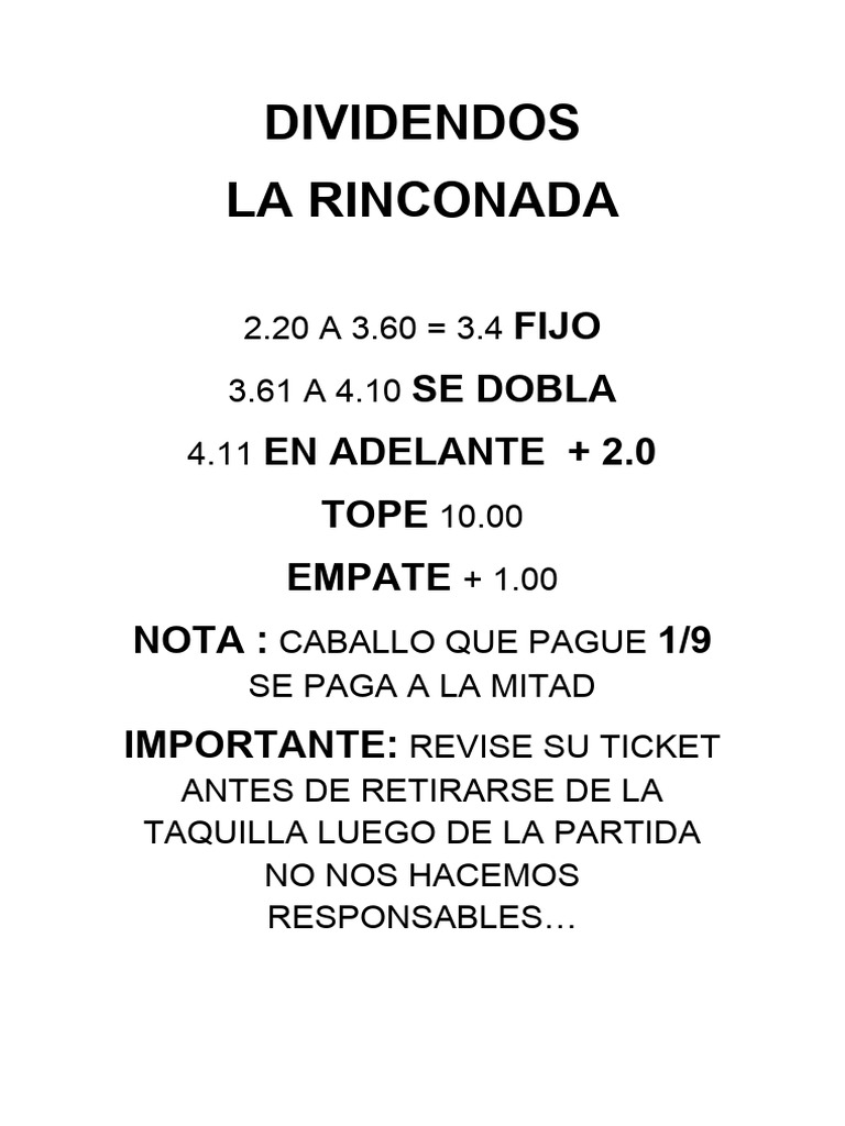 Dividendos Rinconada | PDF