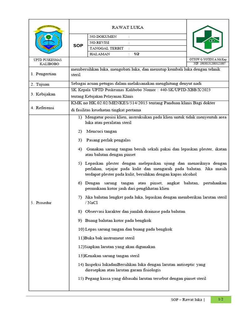 Sop Rawat Luka | PDF