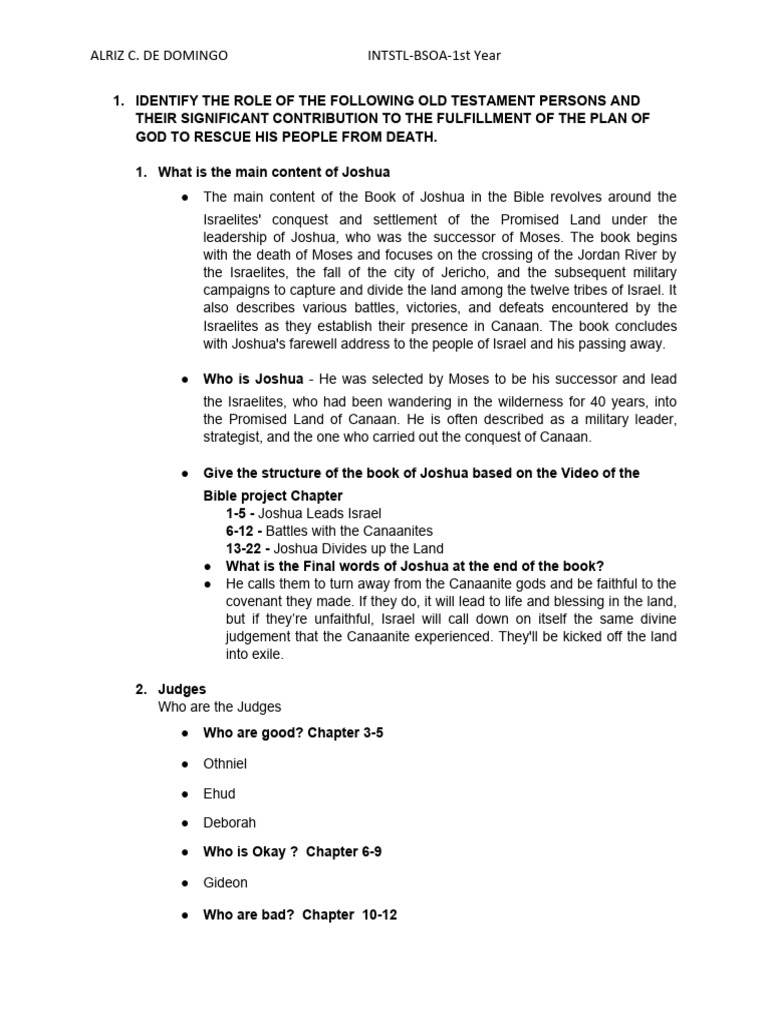 Assignment No. 1 Final | PDF | Israelites | Old Testament Books Assignment No. 1 Final | PDF | Israelites | Old Testament Books