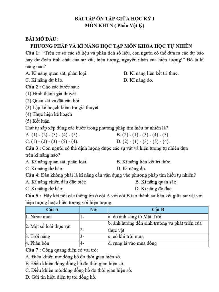 BT ÔN TẬP GIỮA HKI | PDF