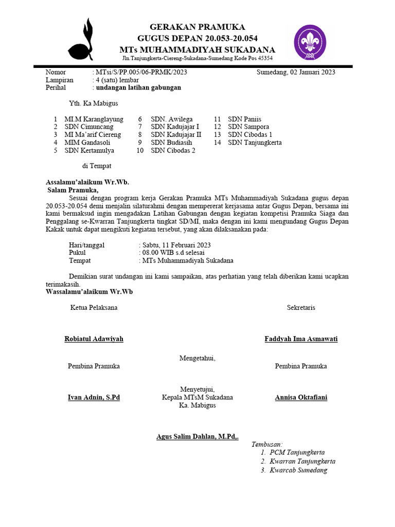 Surat Latihan Gabungan Pramuka | PDF