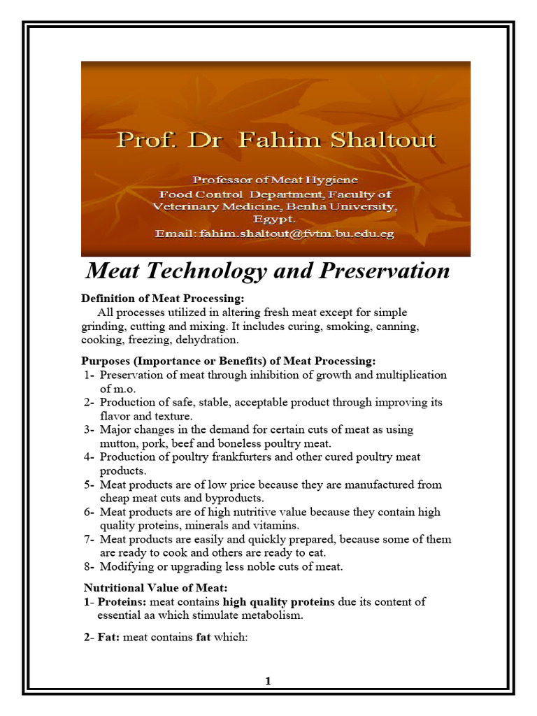 Meat Technology (1) W | PDF | Curing (Food Preservation) | Collagen