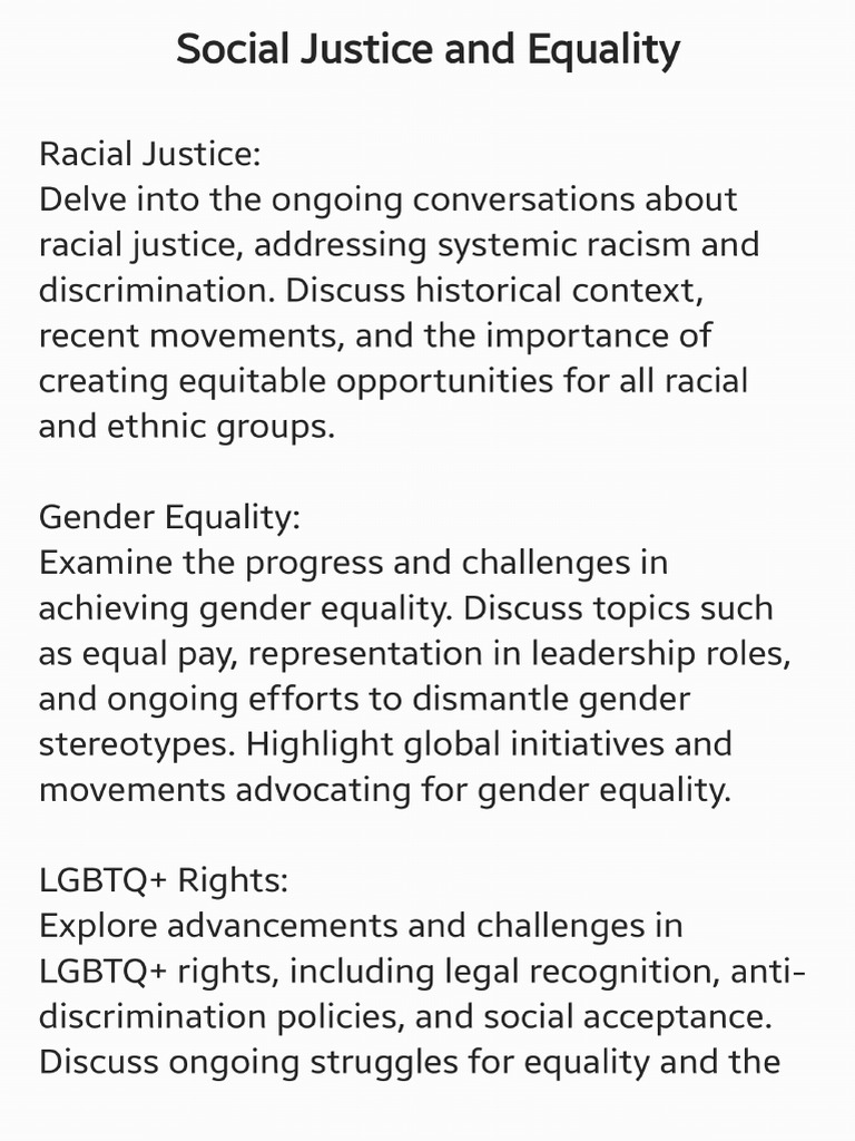 Social Justice and Equality - 2 | PDF