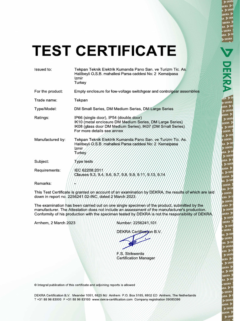 Certificado Ik10-Ip66 | PDF