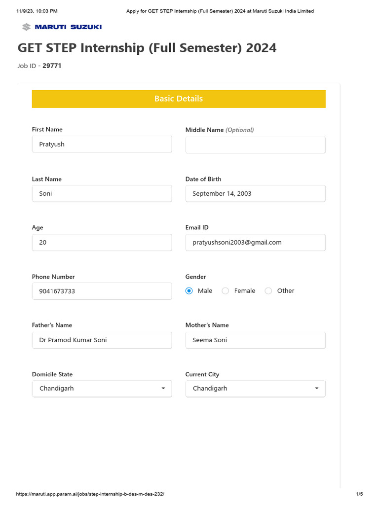 Apply For GET STEP Internship (Full Semester) 2024 at Maruti Suzuki ...