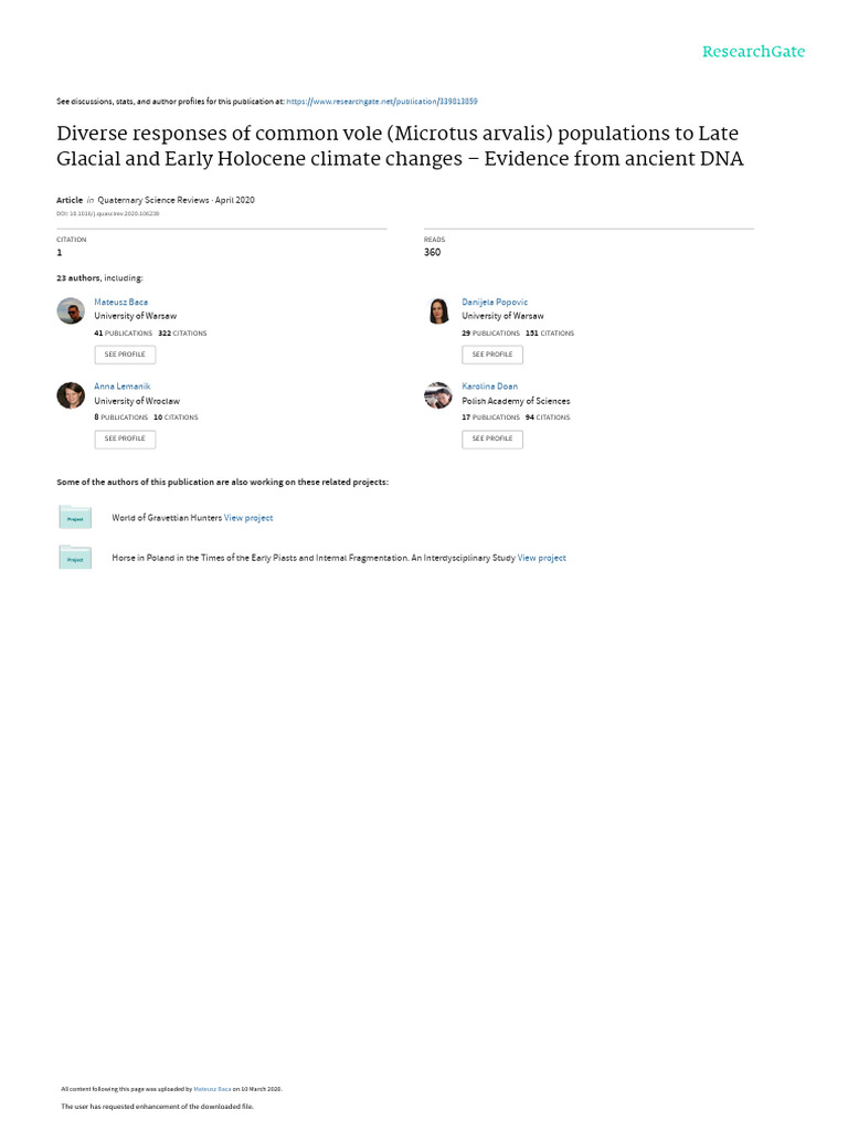 1 s2.0 S0277379119303889 Main | PDF | Dna Sequencing | Holocene
