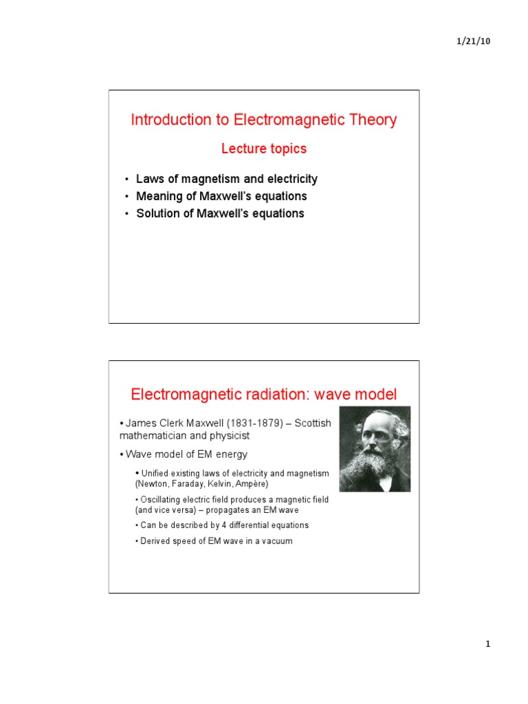Electromagnetic Theory Overview | PDF