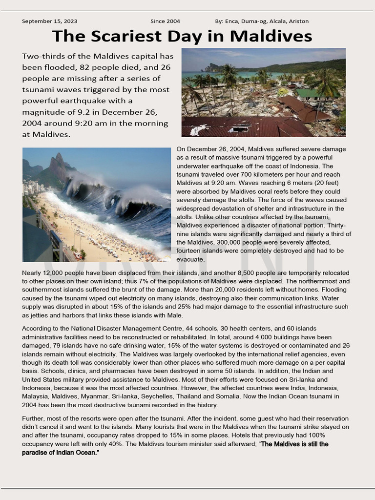 Maldives Tsunami: 2004 Impact Overview | PDF | Tsunami | Natural Hazards