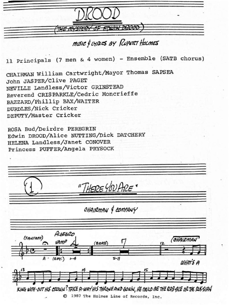 Mystery of Edwin Drood Vocal Score | PDF